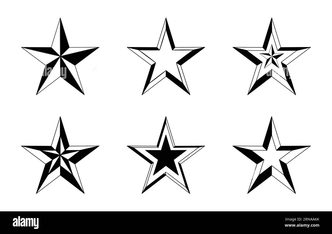 Set of silhouette stars, vector illustration isolated on a white ...