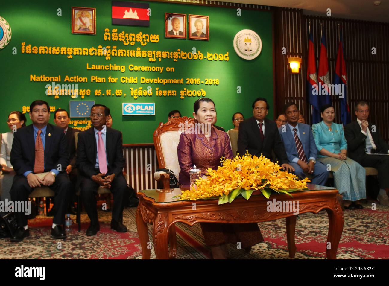 Cambodian Deputy Prime Minister Men Sam An (C) presides over the ...