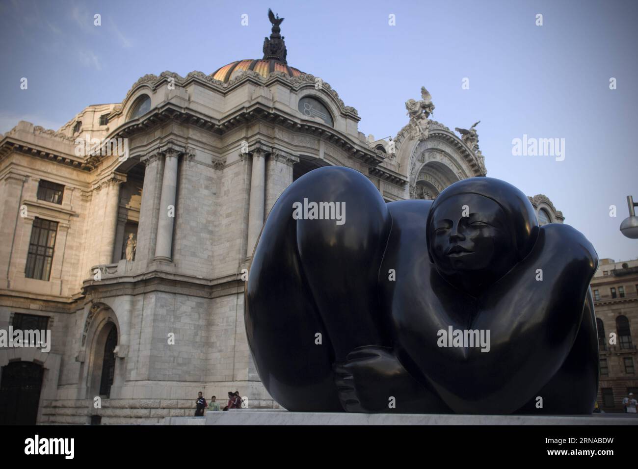 A sculpture by Costa Rican artist Jorge Jimenez Deredia is displayed as ...