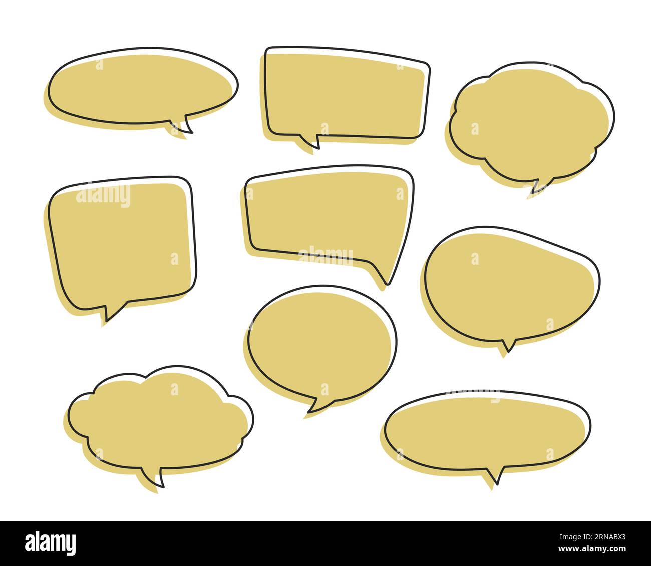 Speech symbol talk and thinking hand drawn style. Bubble with clouds ...