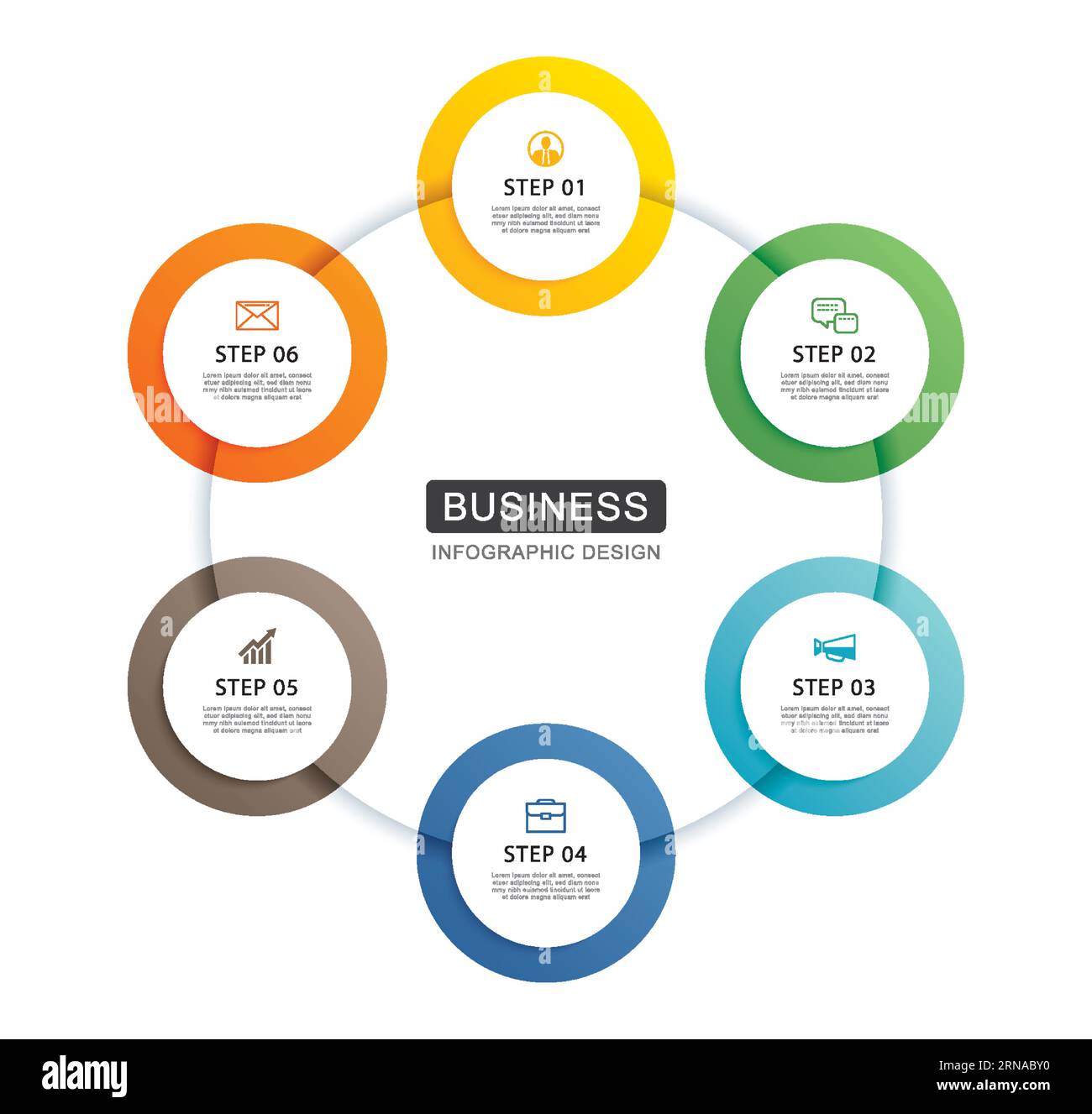 Infographics circle timeline with 6 number data template. Vector ...