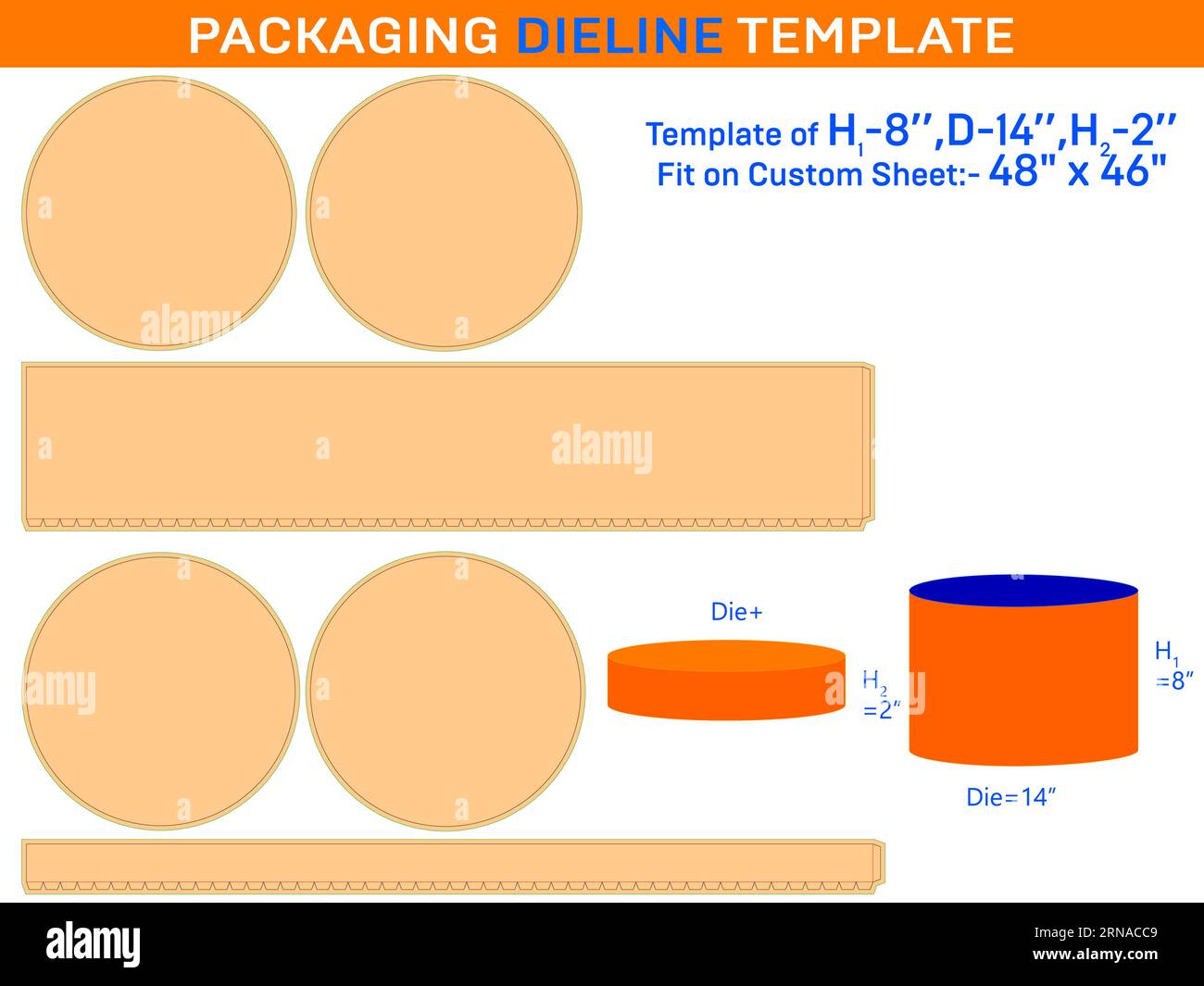 Preserved rose box, round lid gift box die line template with the ...