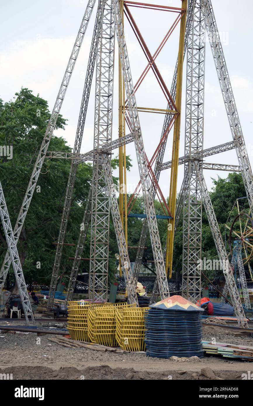 RAJKOT, GUJARAT, INDIA 30-08-2023, Longest view of Ferris wheel ...