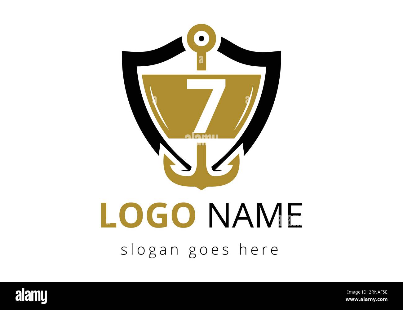 letter 7 with Anchor Logo Design Template. Marine, Sailing Boat Logo ...