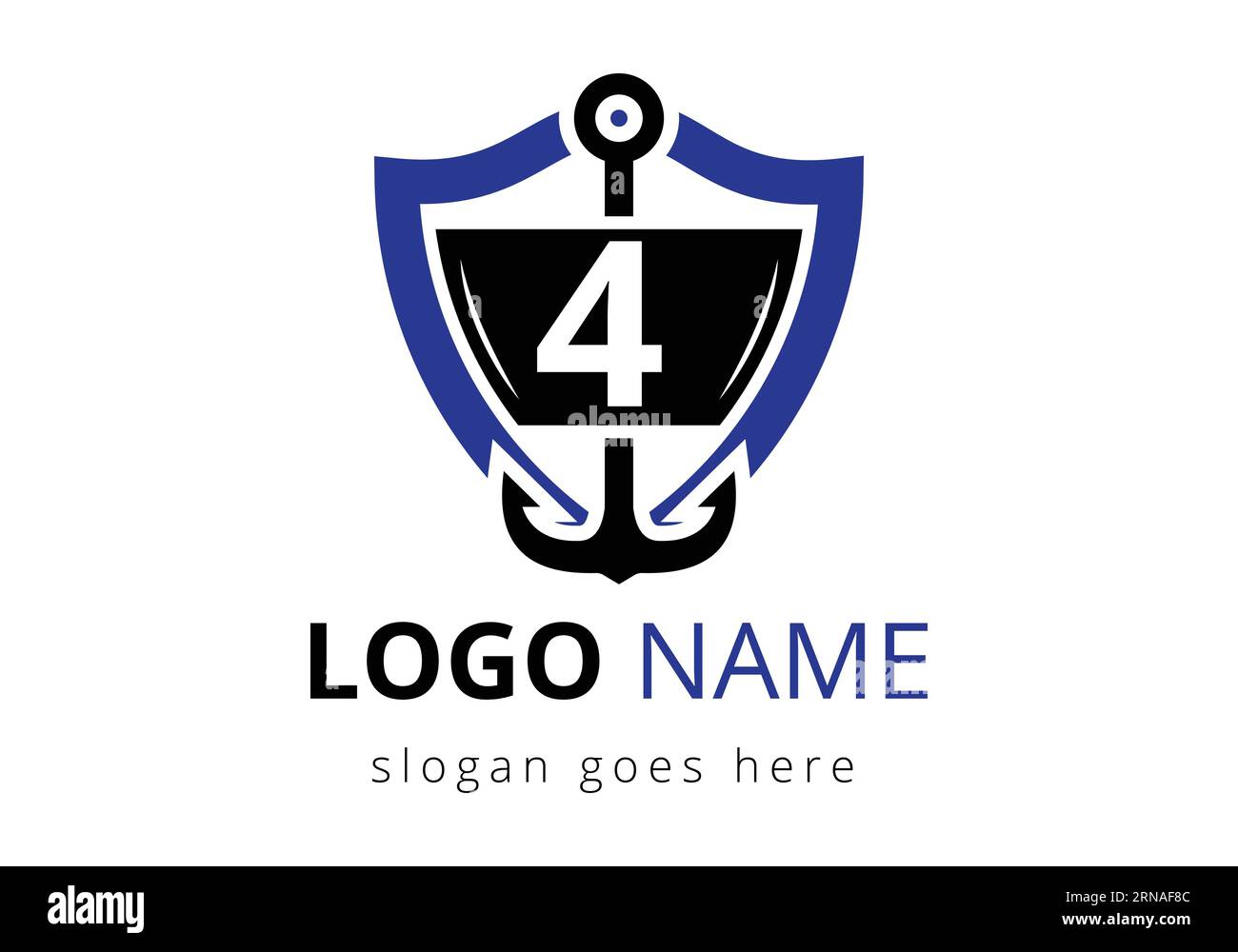letter 4 with Anchor Logo Design Template. Marine, Sailing Boat Logo ...
