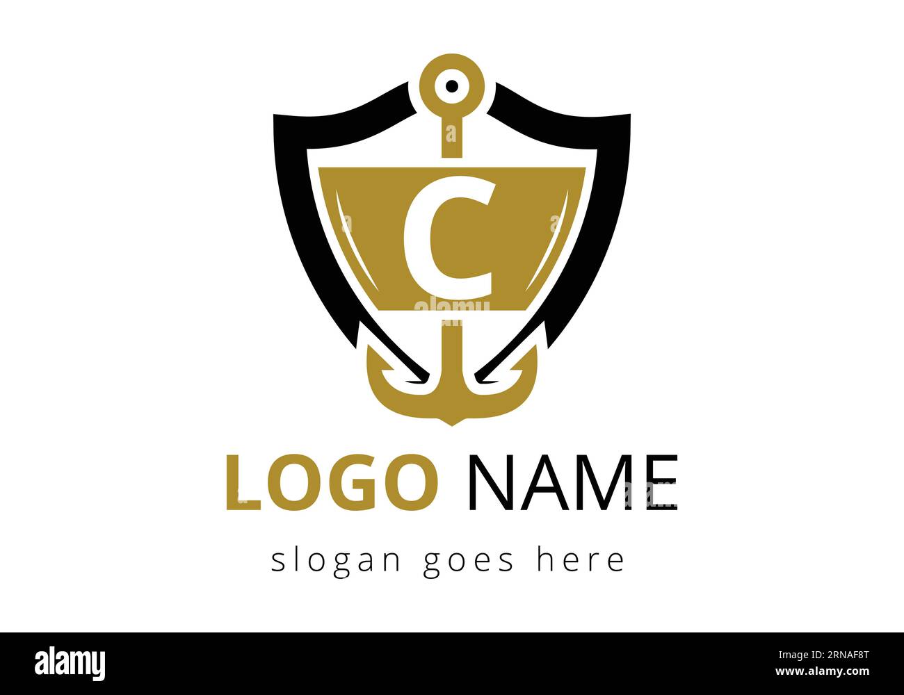 letter C with Anchor Logo Design Template. Marine, Sailing Boat Logo ...