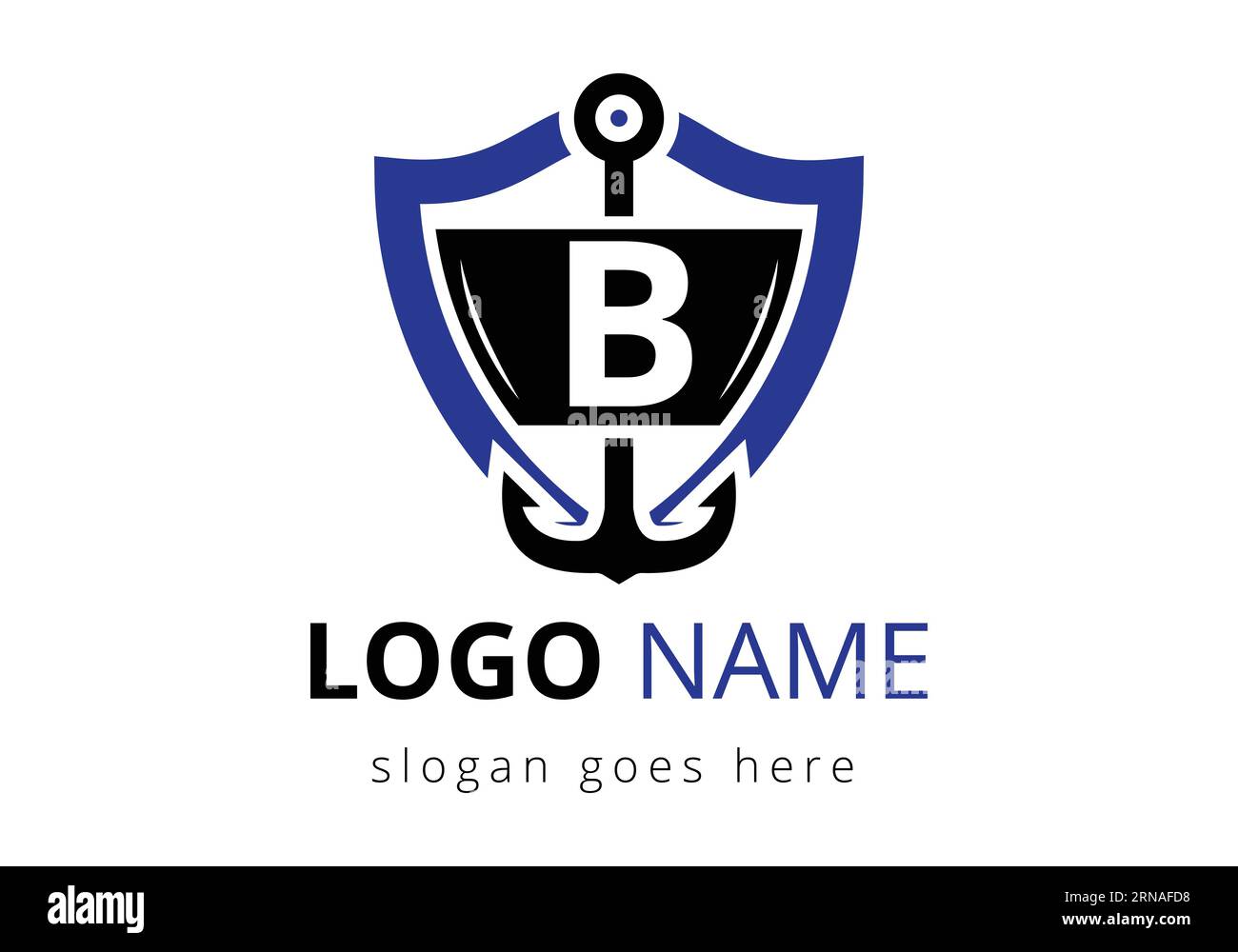 letter B with Anchor Logo Design Template. Marine, Sailing Boat Logo ...