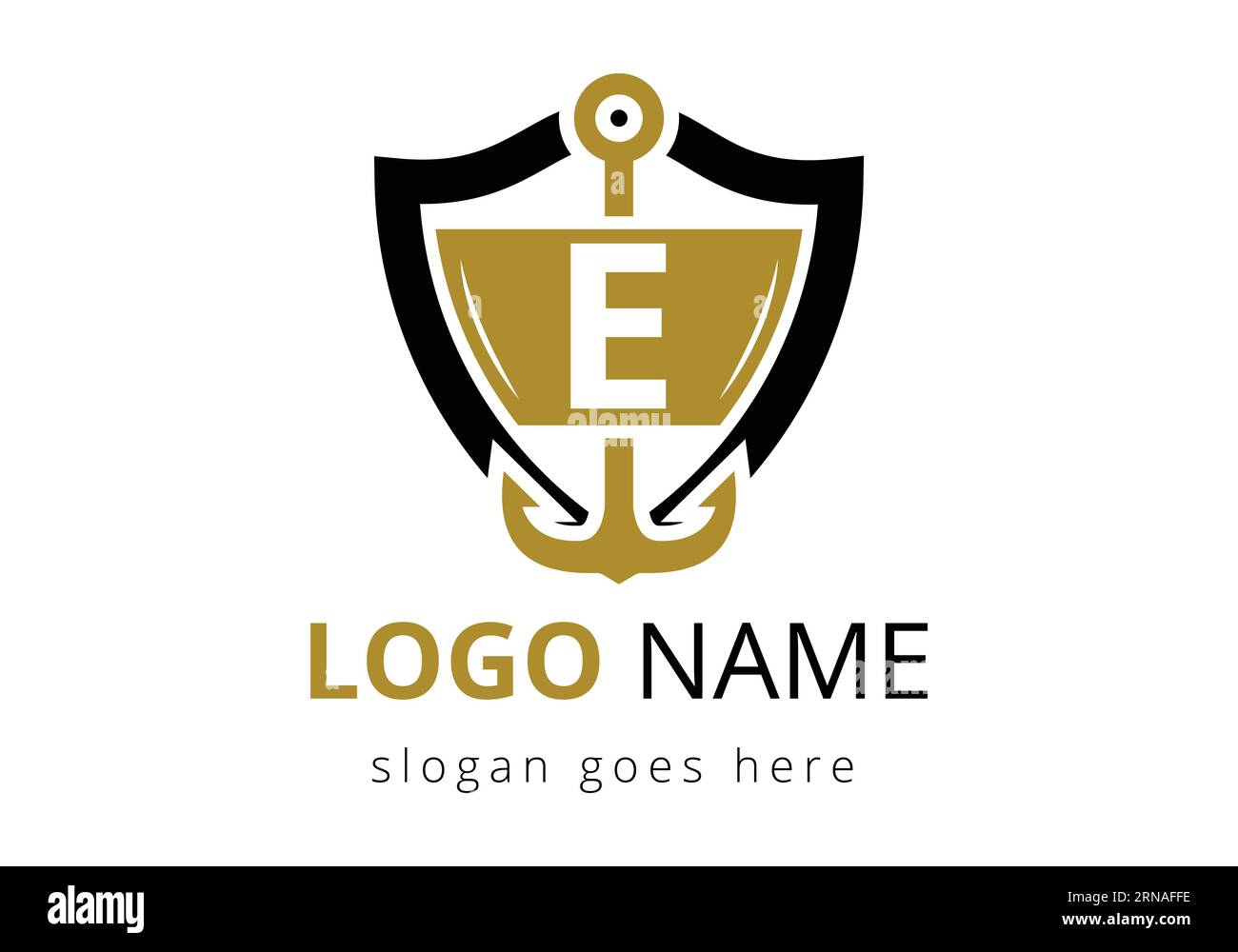 letter E with Anchor Logo Design Template. Marine, Sailing Boat Logo ...