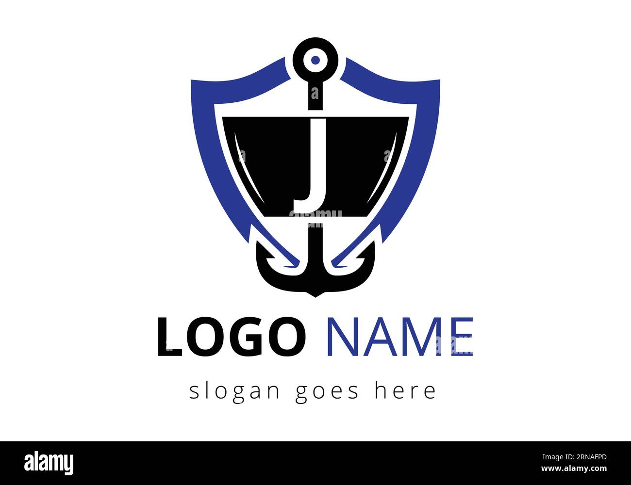 letter J with Anchor Logo Design Template. Marine, Sailing Boat Logo ...