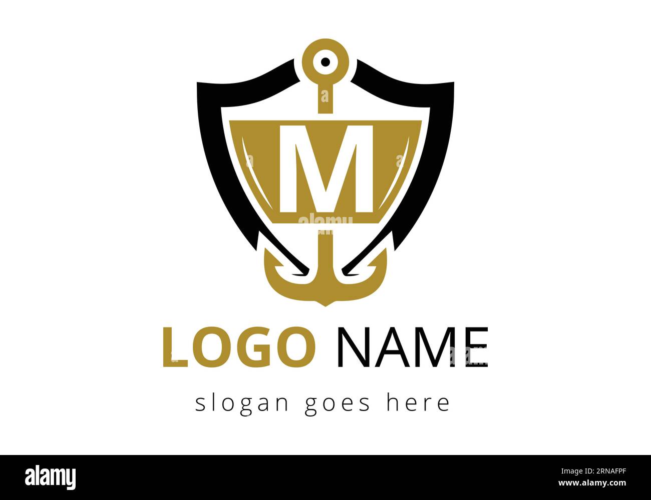 letter M with Anchor Logo Design Template. Marine, Sailing Boat Logo ...