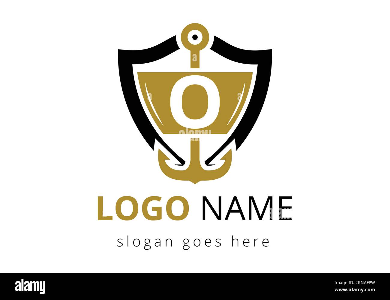 letter O with Anchor Logo Design Template. Marine, Sailing Boat Logo ...