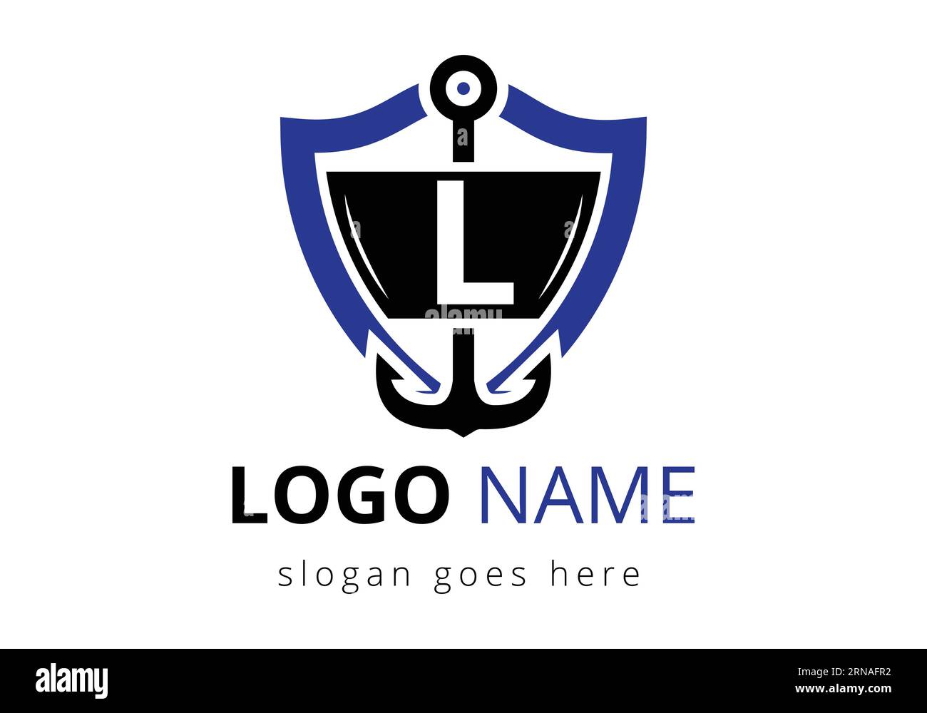 letter L with Anchor Logo Design Template. Marine, Sailing Boat Logo ...