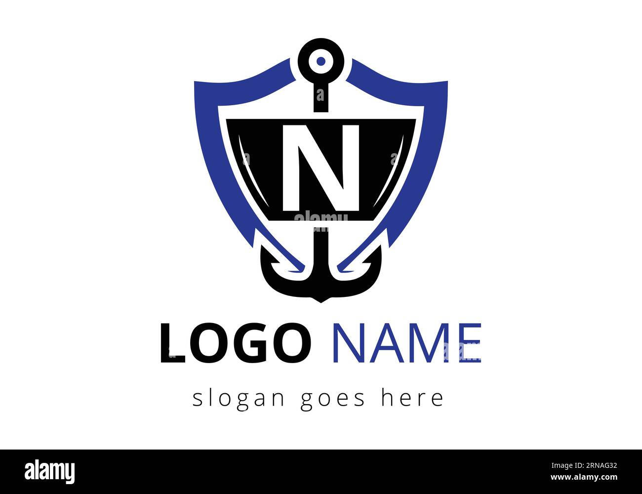 letter N with Anchor Logo Design Template. Marine, Sailing Boat Logo ...