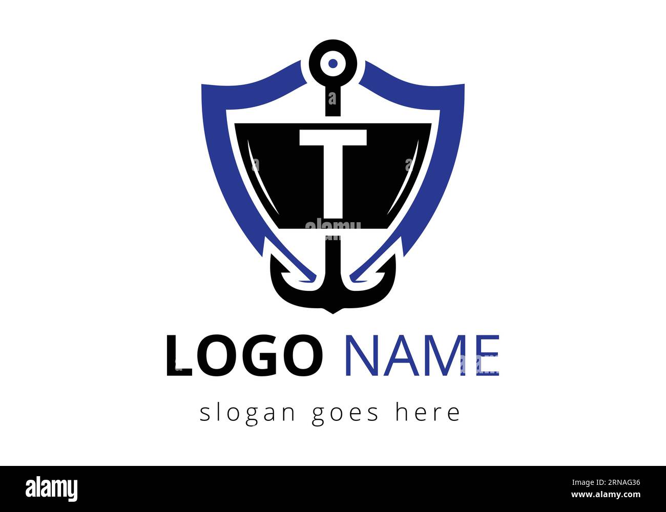 letter T with Anchor Logo Design Template. Marine, Sailing Boat Logo ...