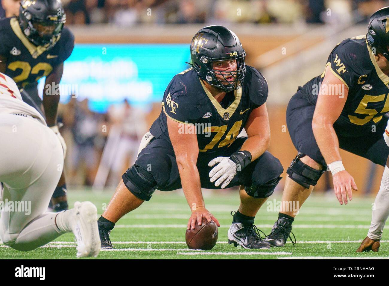 Winston-Salem, NC, USA. 31st Aug, 2023. Wake Forest offensive lineman ...