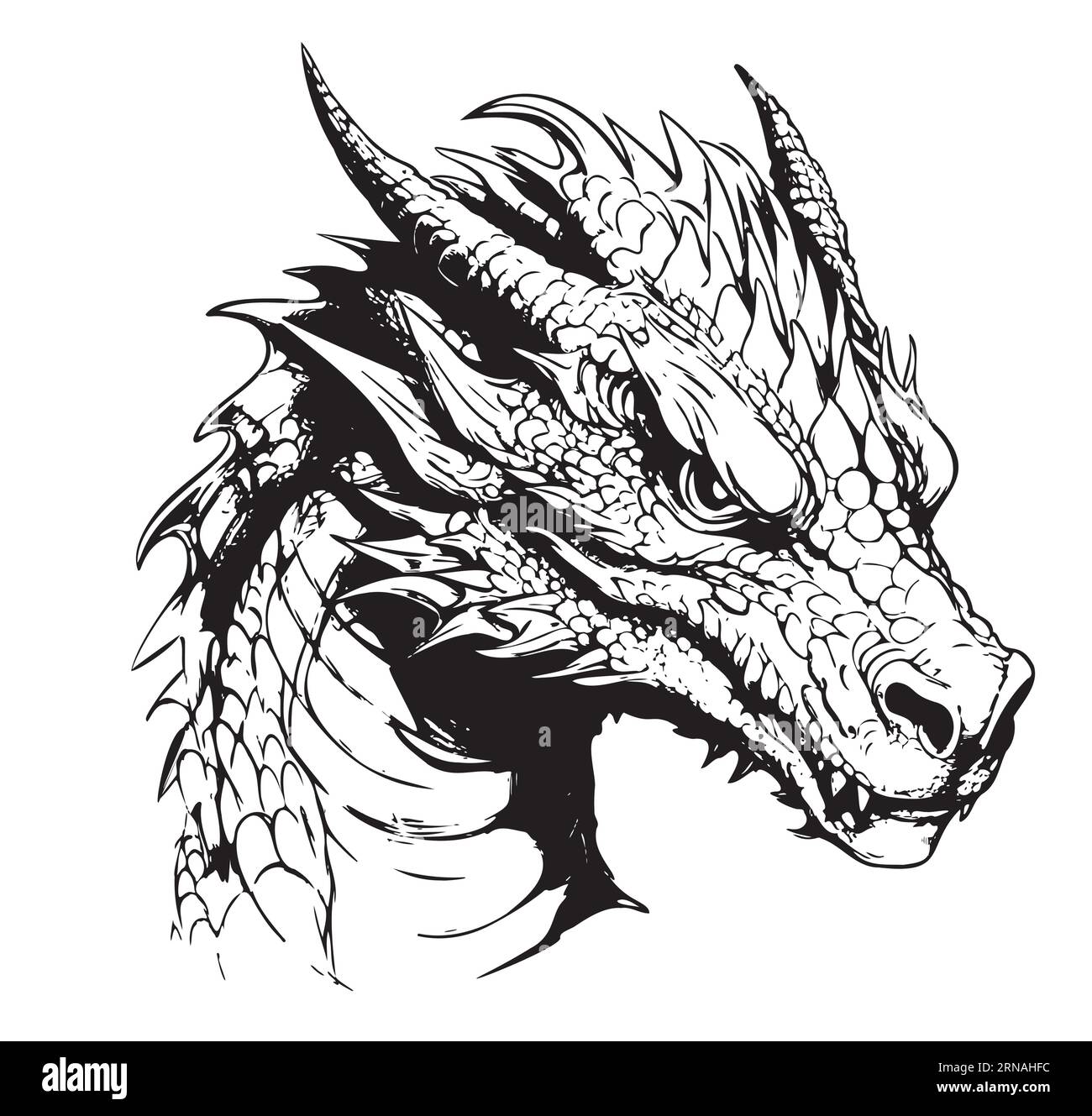 Dragon face cartoon hand drawn sketch Vector illustration Fairy tale ...