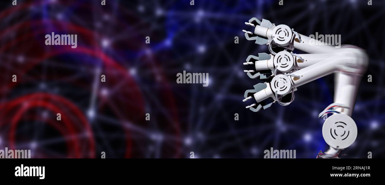 abstract technology background artificial intelligence with robot arm ...