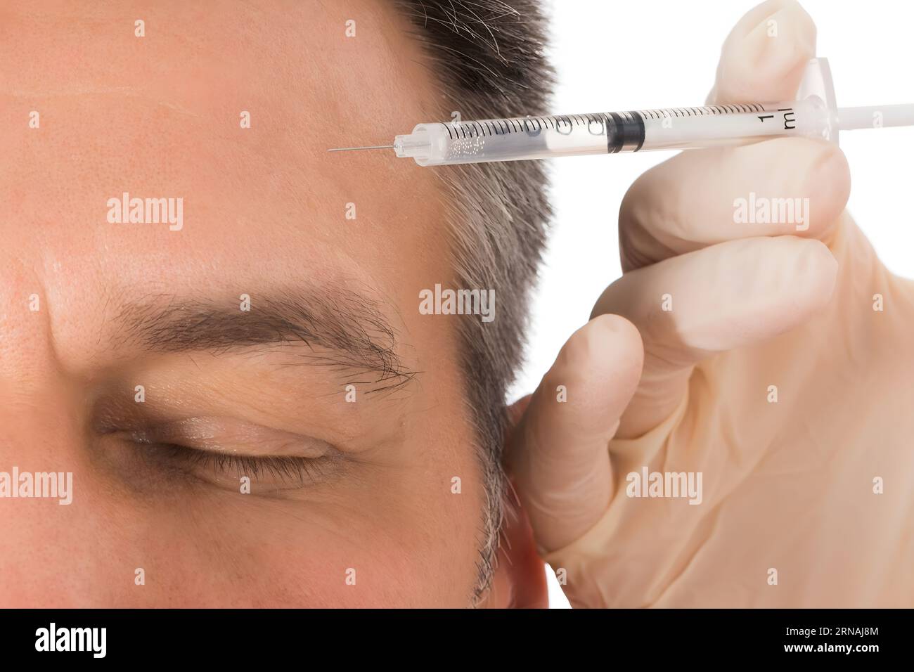 Close-up Of Mature Man Get Injection On His Face Stock Photo - Alamy