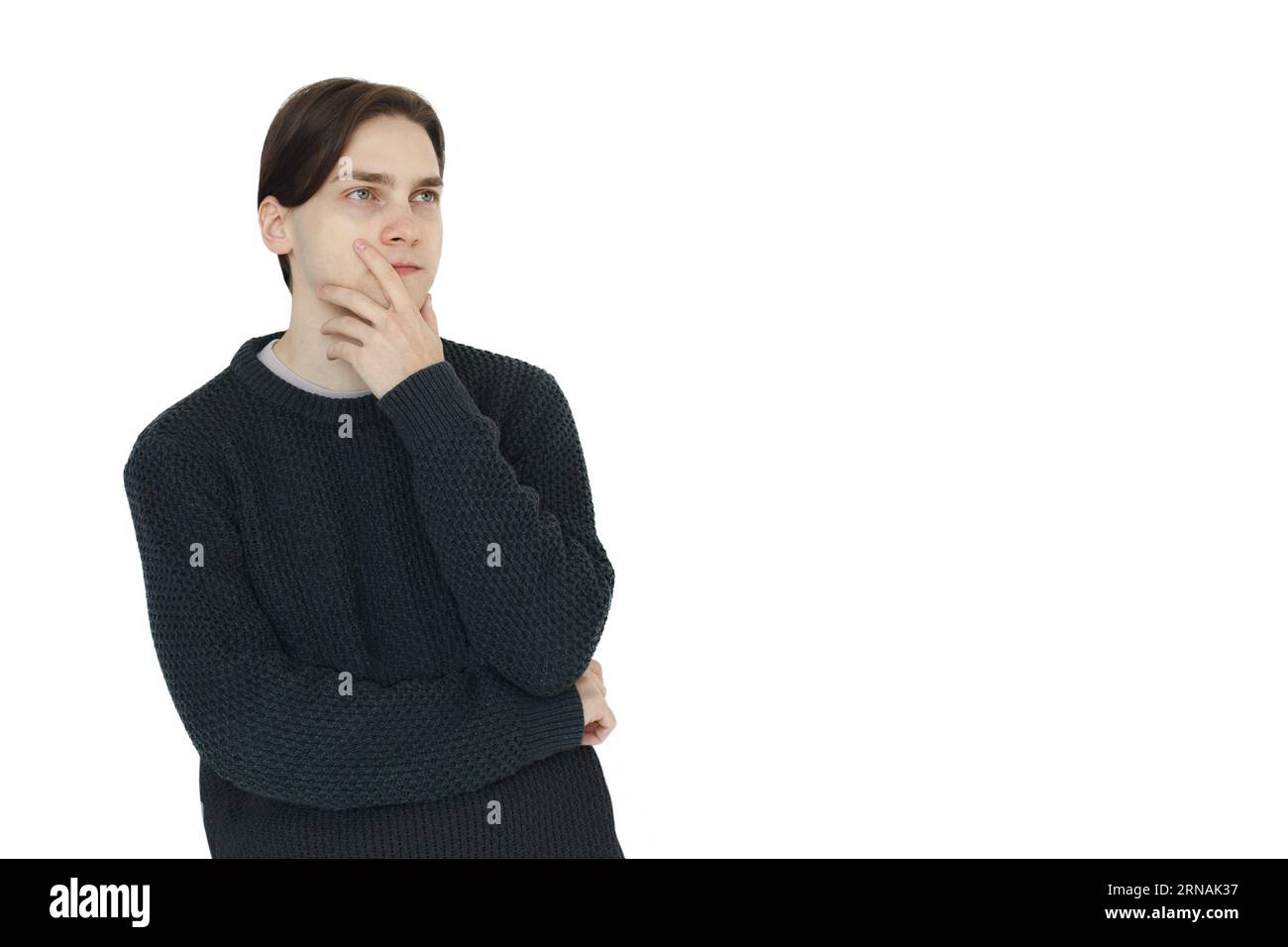Thinking man on white background Stock Photo - Alamy
