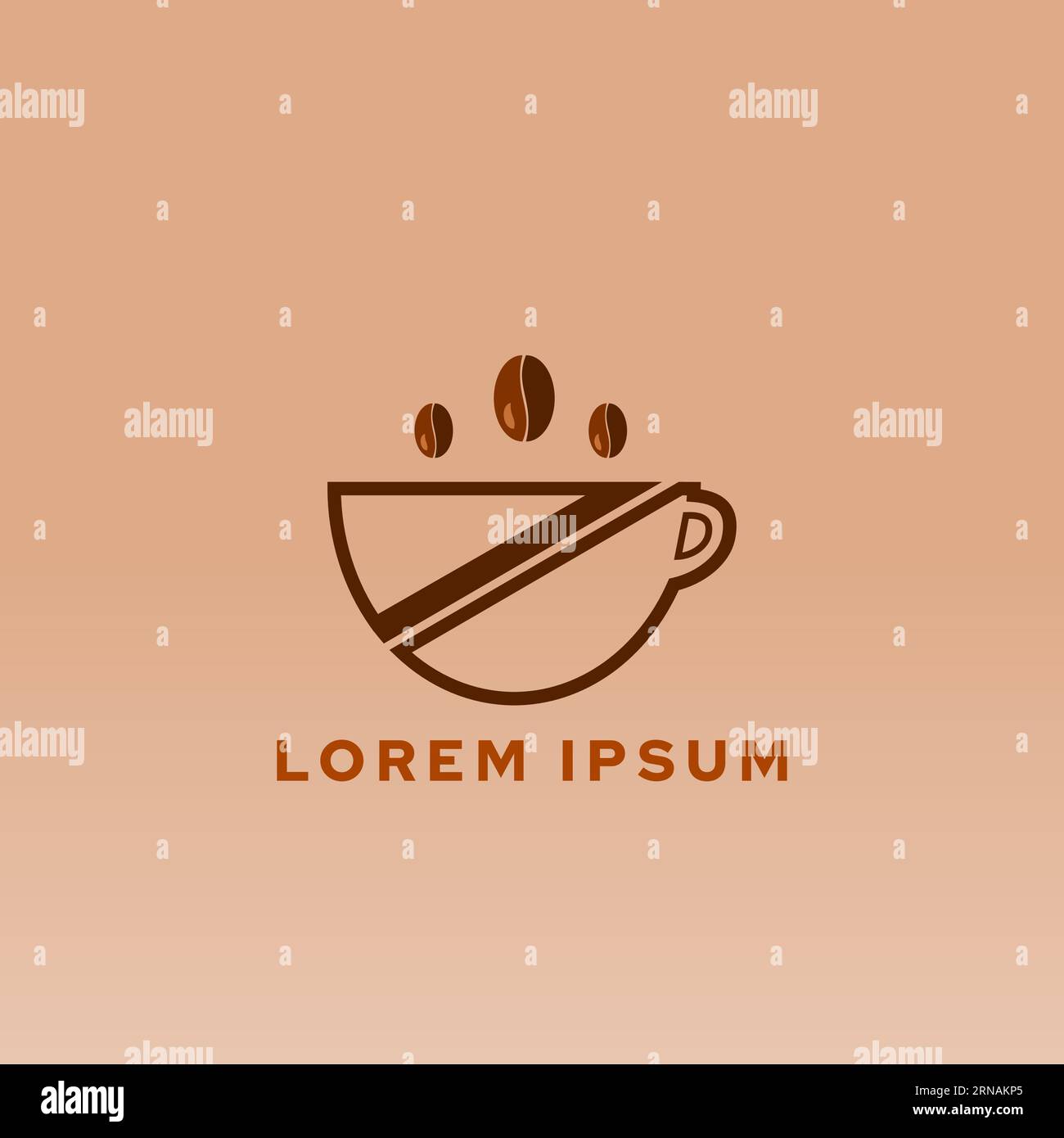 sign or icon of coffe cafe vector illustration with mug and coffe beans ...