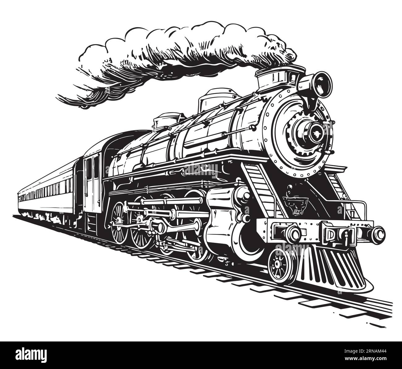 Steam locomotive retro hand drawn sketch Vector illustration ,Vintage Stock Vector Image & Art ...