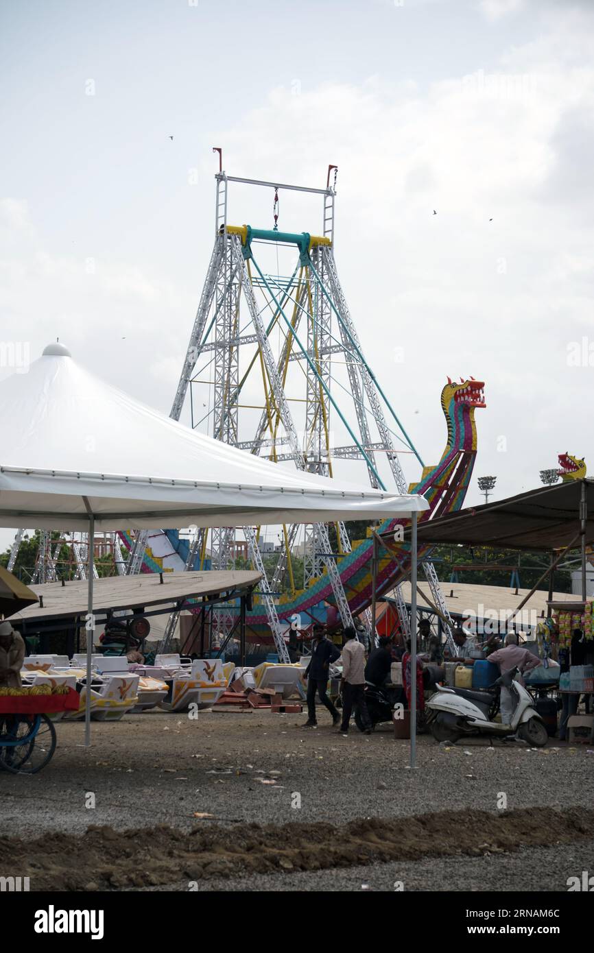 Rajkot, Gujarat, India 30-08-2023, longest view of Dragon ride was ...