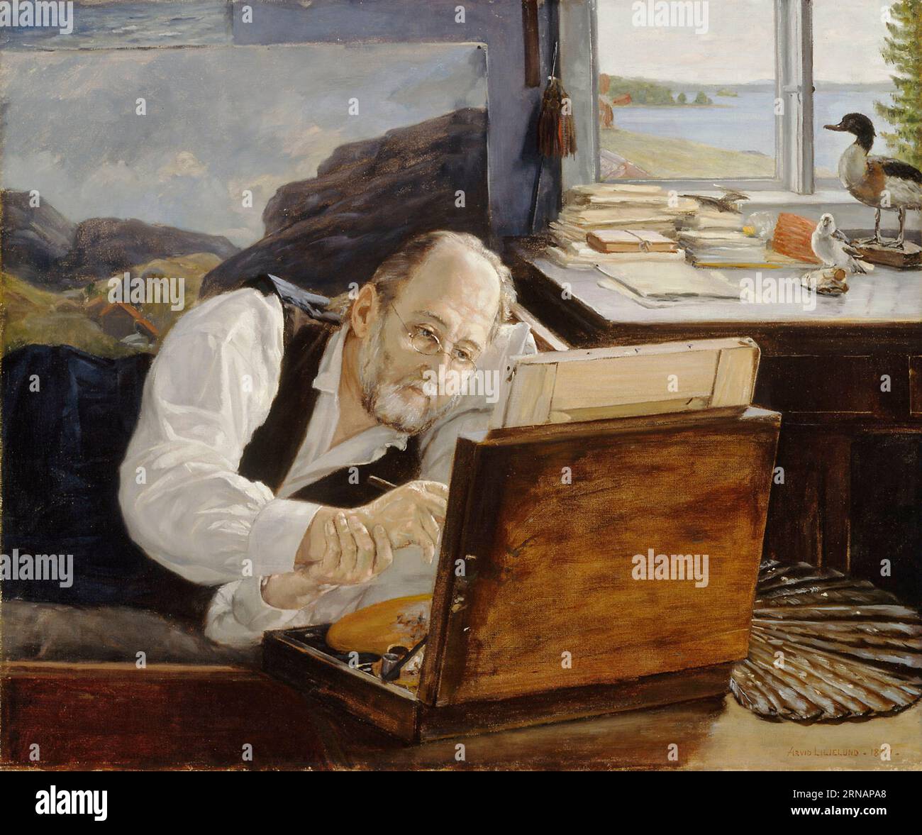 Ferdinand von Wright at Work 1897 by Arvid Liljelund Stock Photo - Alamy