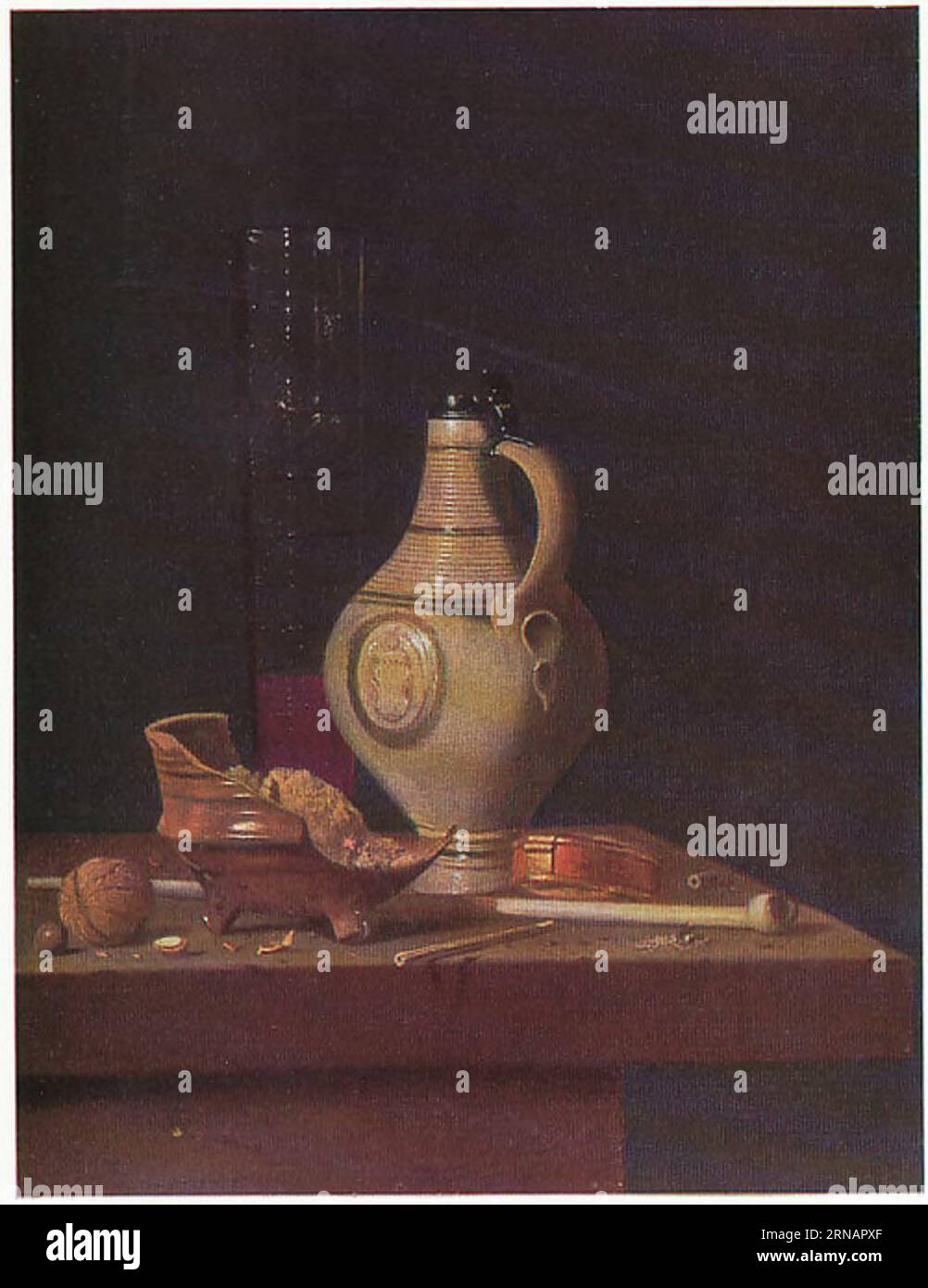 Still life with crock, passglass, broken brazier and pipe 1665 by Jan ...