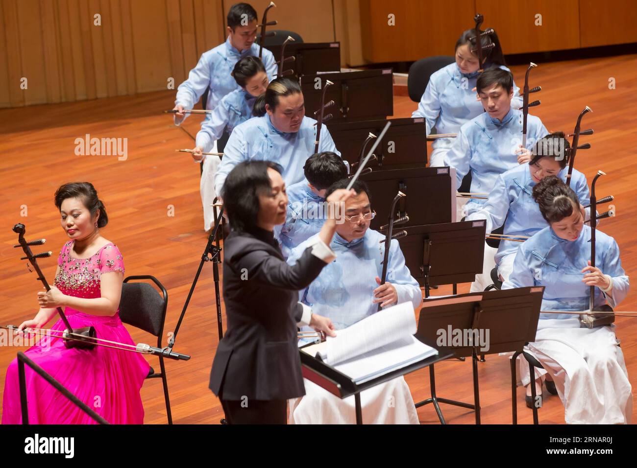 BUDAPEST, Feb. 4, 2016 -- Chinese conductor Hong Xia conducts the ...