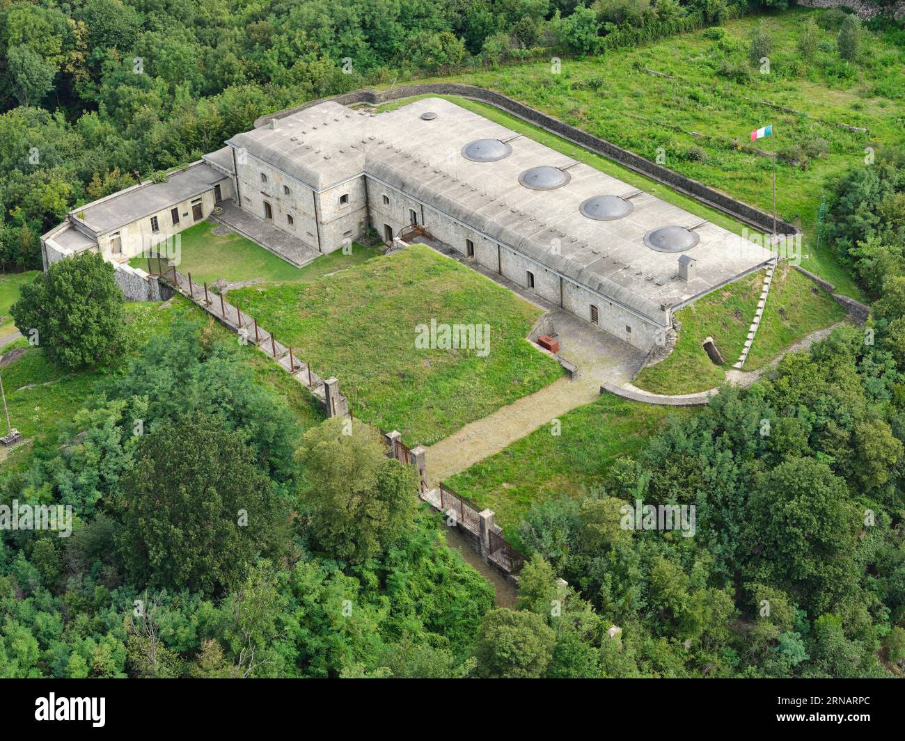 AERIAL VIEW. Fort Montecchio Nord, a World War I fortification built on ...