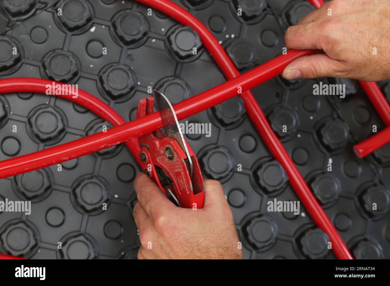 Water underfloor heating systems installation, work in progress on ...