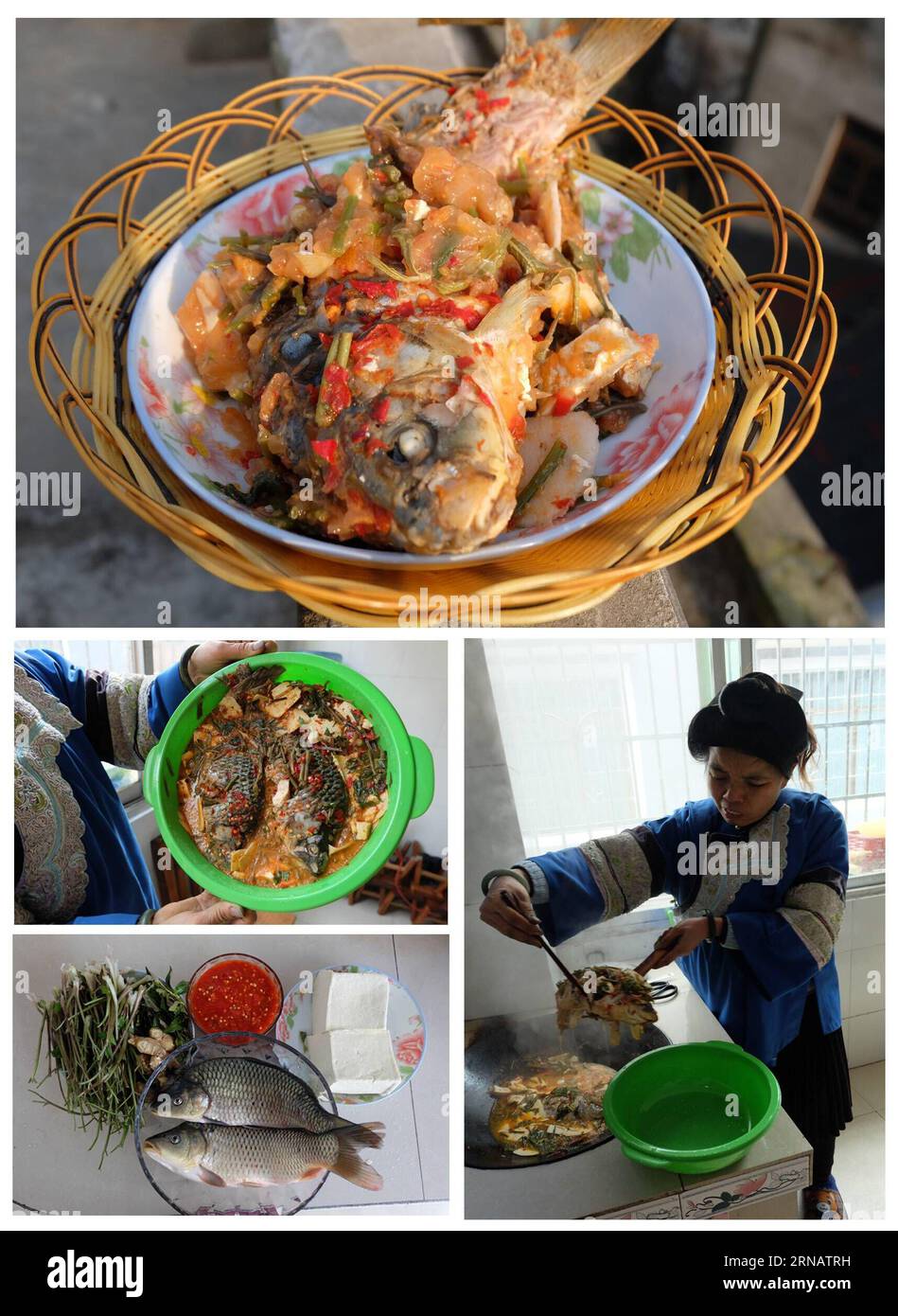 Combined photo taken on Feb. 5 and 6, 2016 shows a dish of frozen fish ...