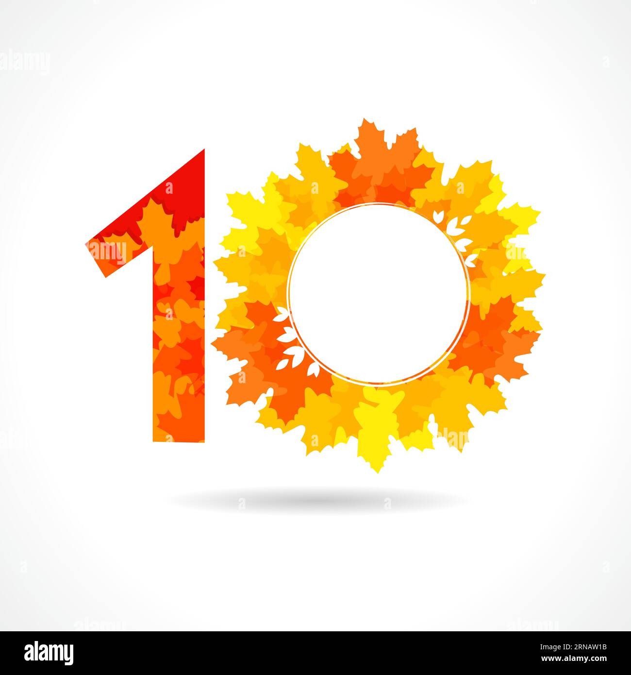 Creative number 10. Autumn sale sign concept. 10 years old logo. 10th ...