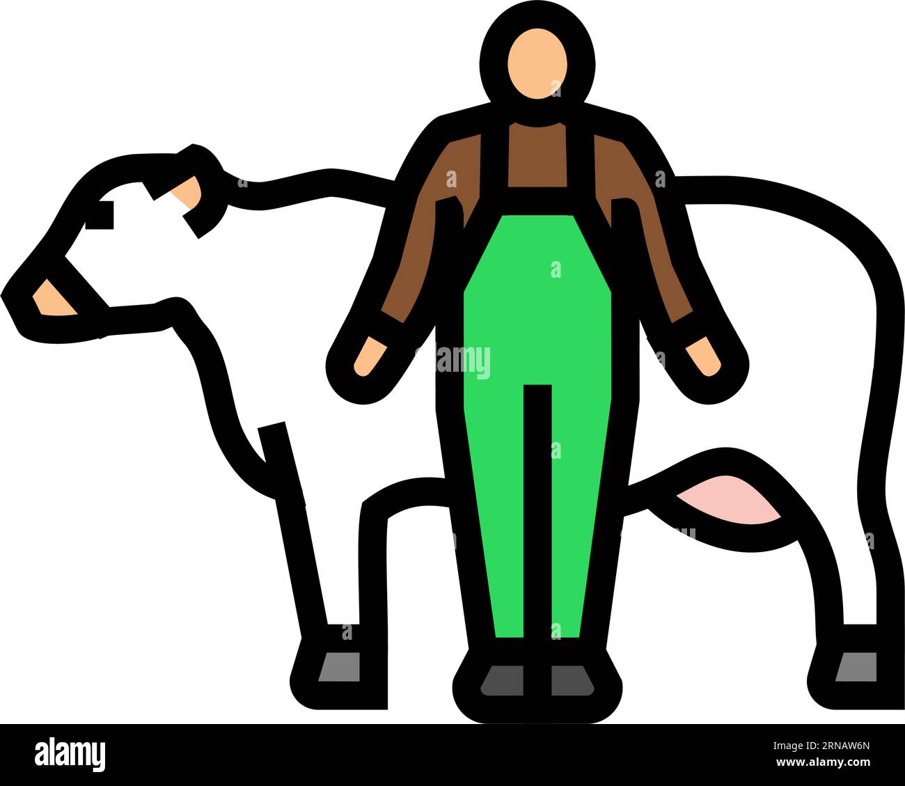 cow with farmer color icon vector illustration Stock Vector Image & Art ...