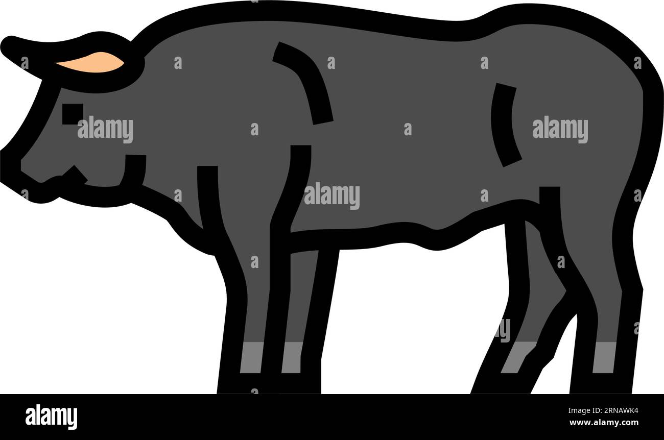 bull standing animal color icon vector illustration Stock Vector Image ...