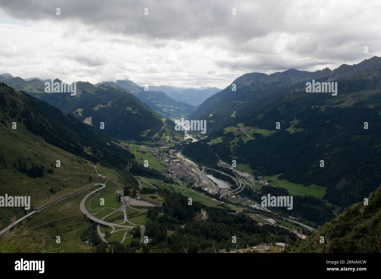 St. GOTTHARD PASS, SWITZERLAND view of the Ticino valley from the Swiss ...