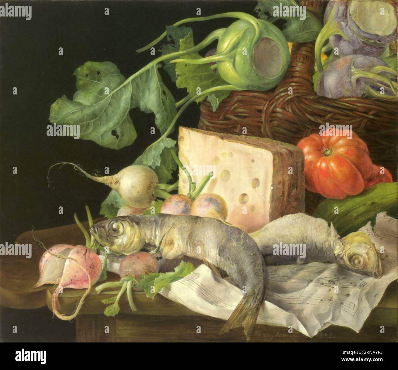 Sill Life with Fish, Cheese and Sheet Music 1845 by Franz Xaver Petter ...