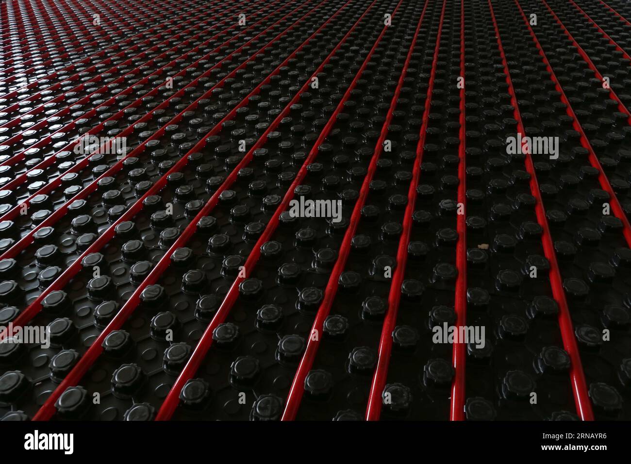 Water underfloor heating systems installation, work in progress on ...