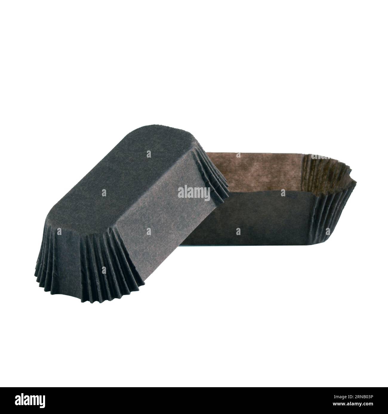 Brown paper baking form for eclairs and cakes isolated over white ...