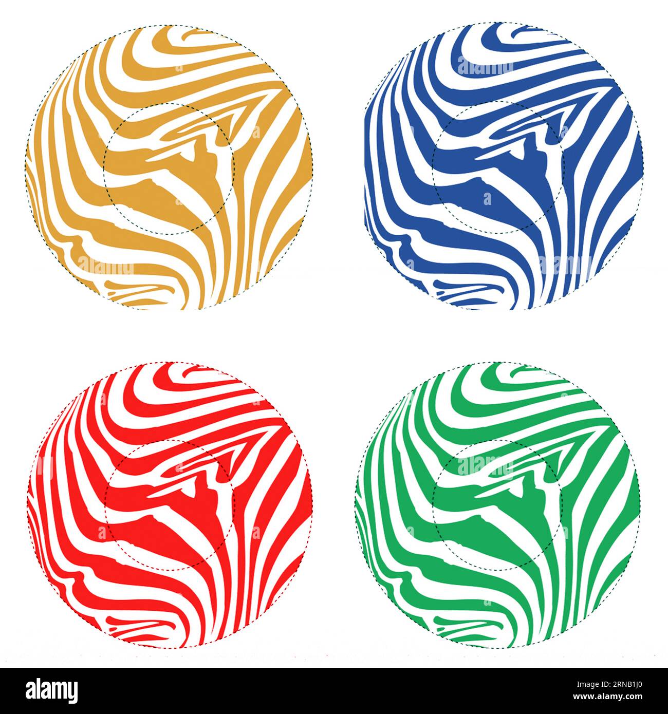 Plate icons set with colored zebra patterns isolated over white ...
