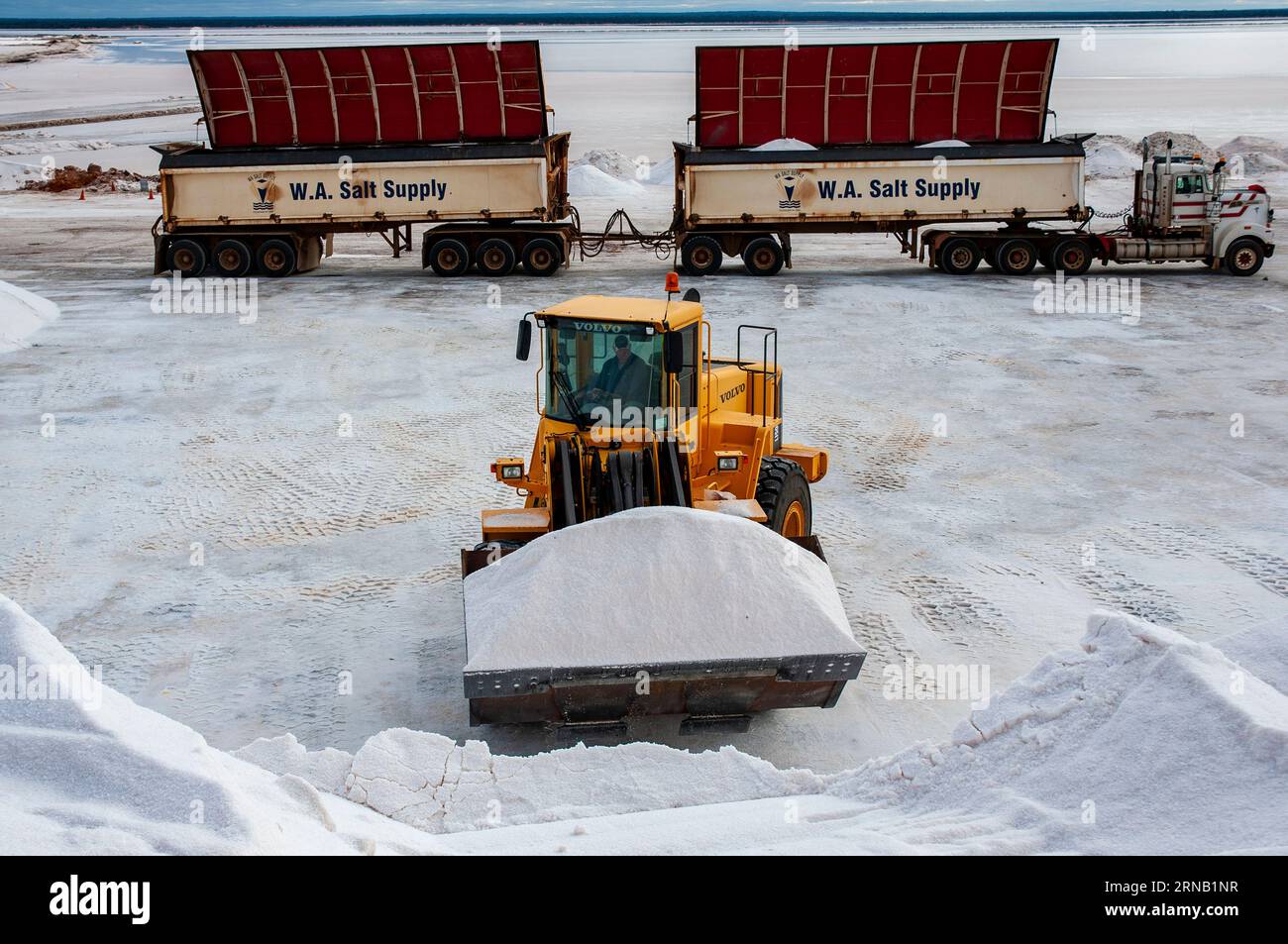 Industrial salt mining at Lake Deborah in Western Australia Stock Photo ...
