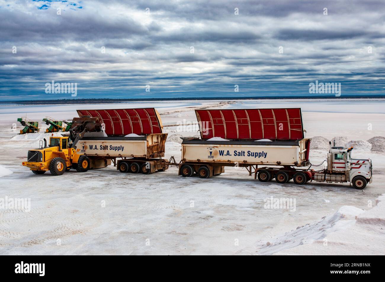 Industrial salt mining at Lake Deborah in Western Australia Stock Photo ...