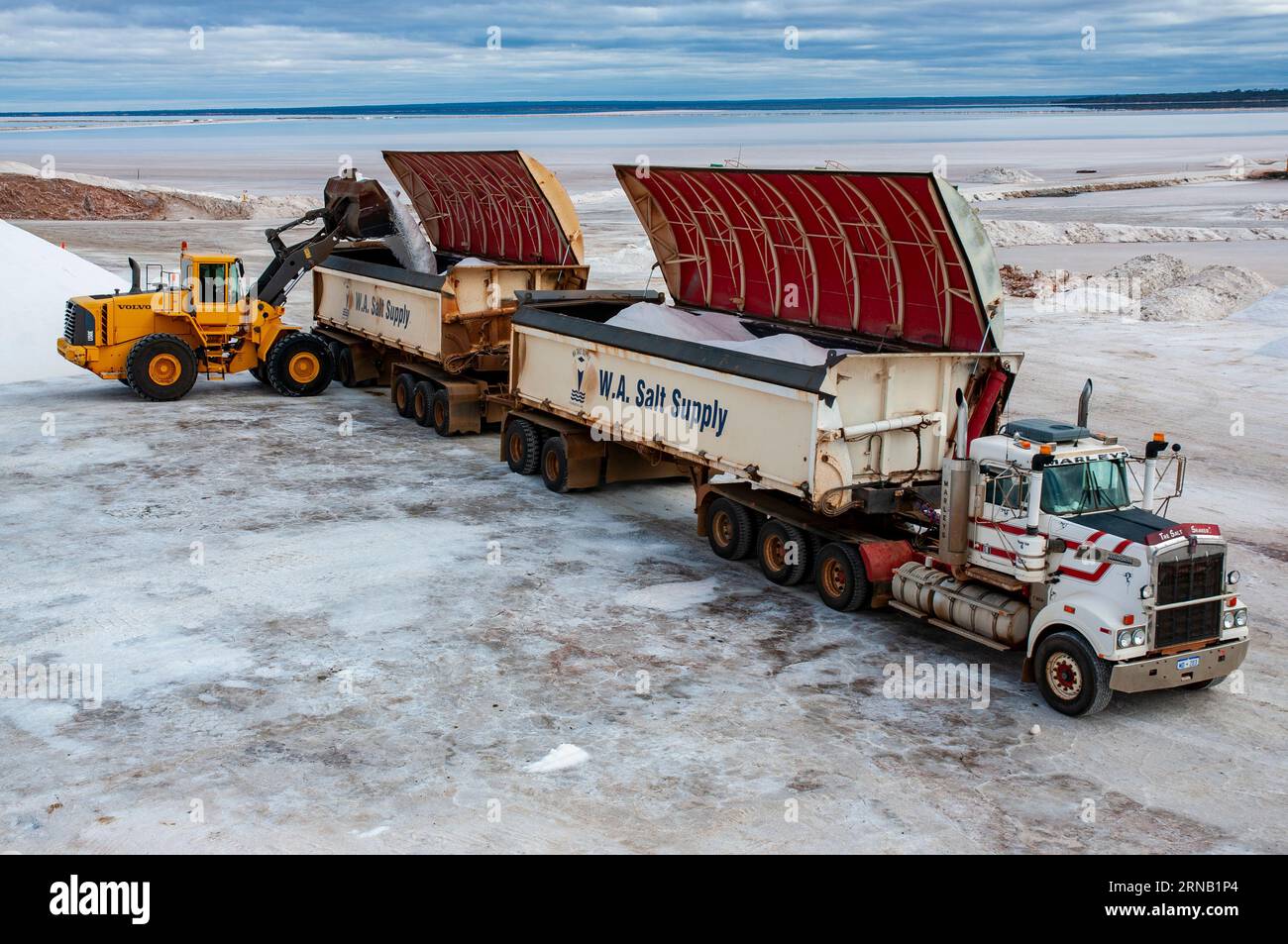 Industrial salt mining at Lake Deborah in Western Australia Stock Photo ...