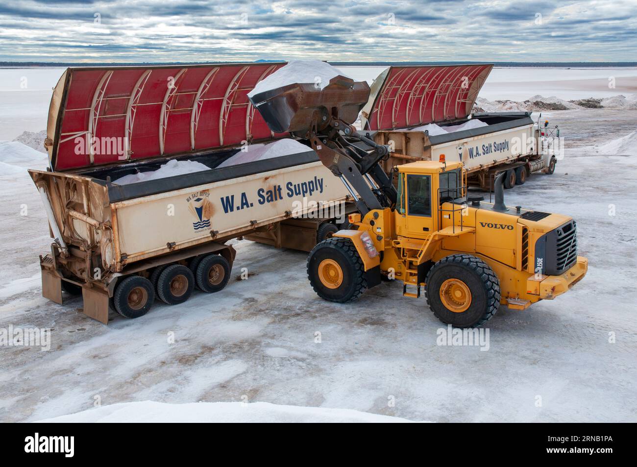 Industrial salt mining at Lake Deborah in Western Australia Stock Photo ...