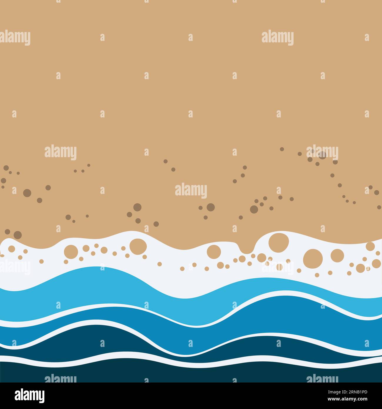 Sea waves sandy shore top view. Summer beach background vector template ...