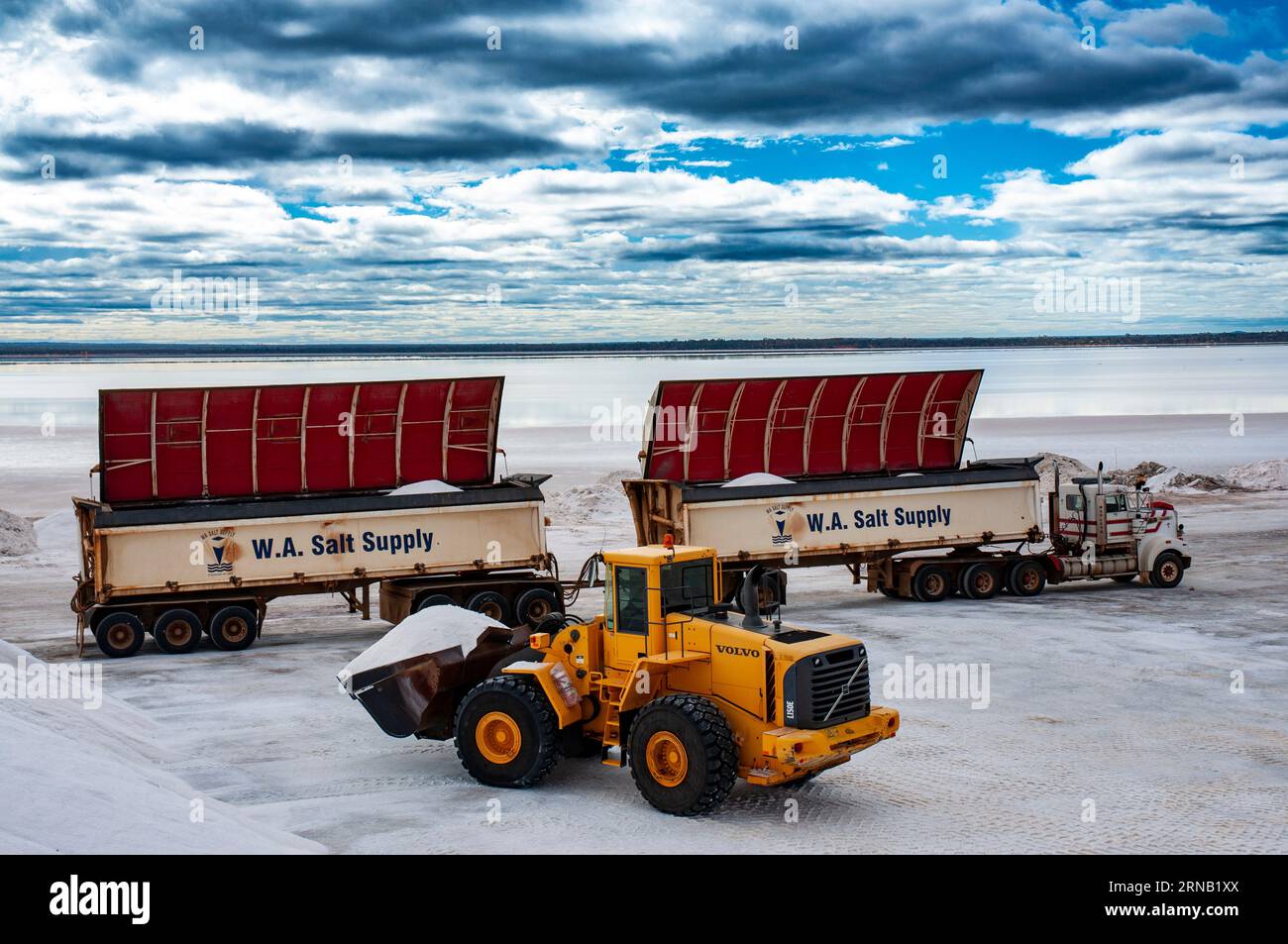 Industrial salt mining at Lake Deborah in Western Australia Stock Photo ...