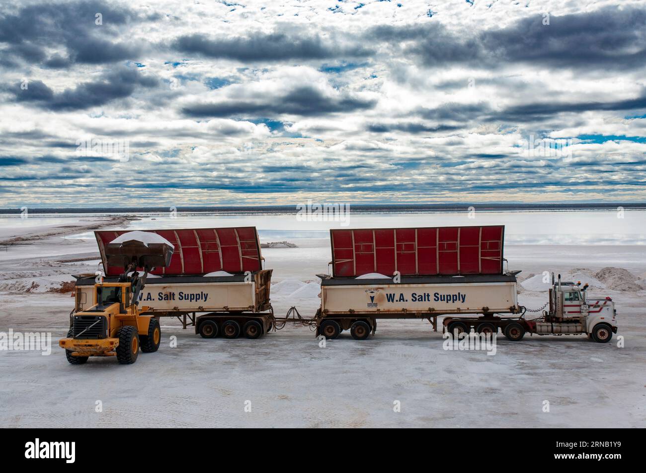 Industrial salt mining at Lake Deborah in Western Australia Stock Photo ...