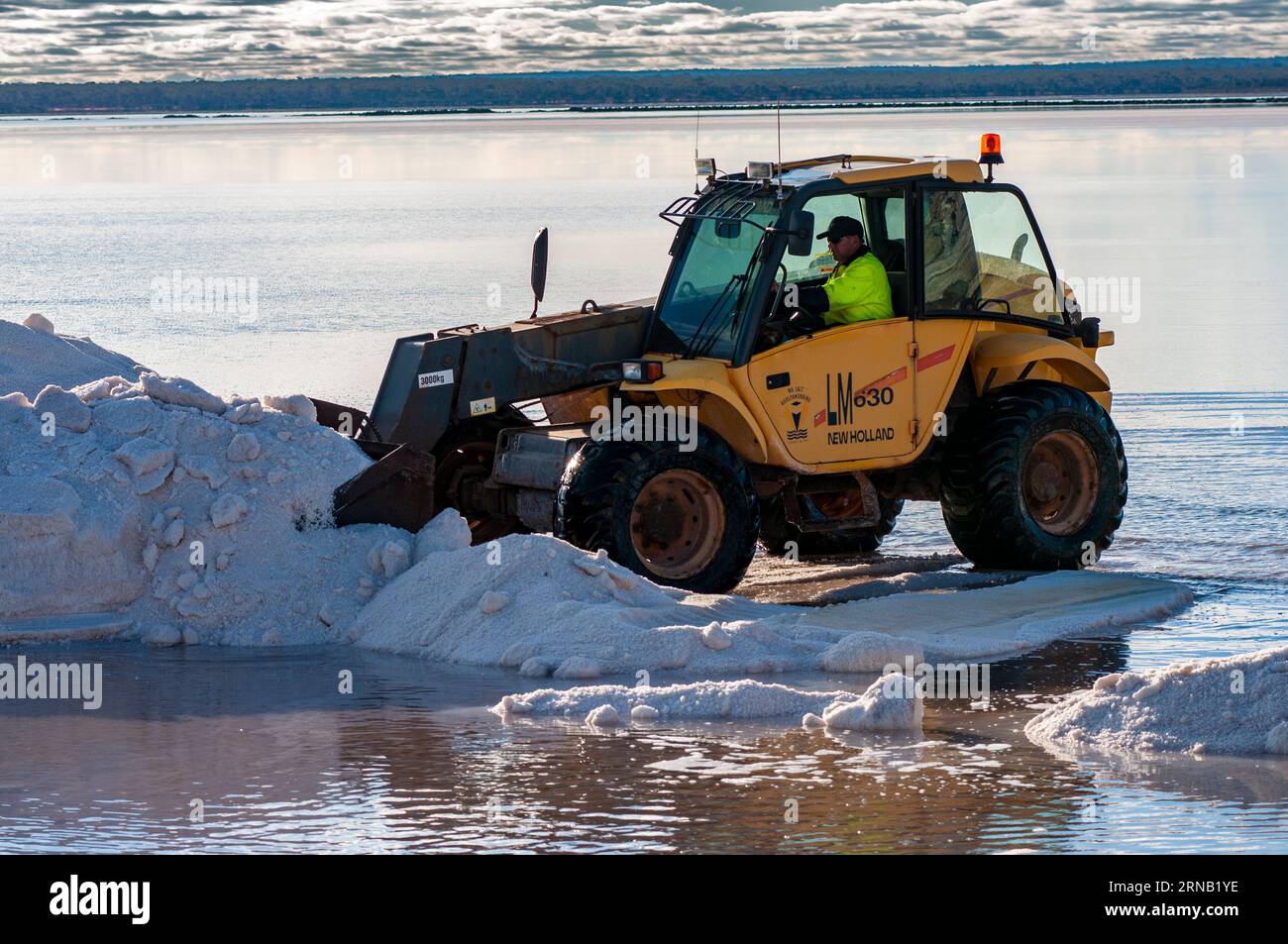 Salt mining at WA Salt Supply, Lake Deborah, Western Australia Stock ...