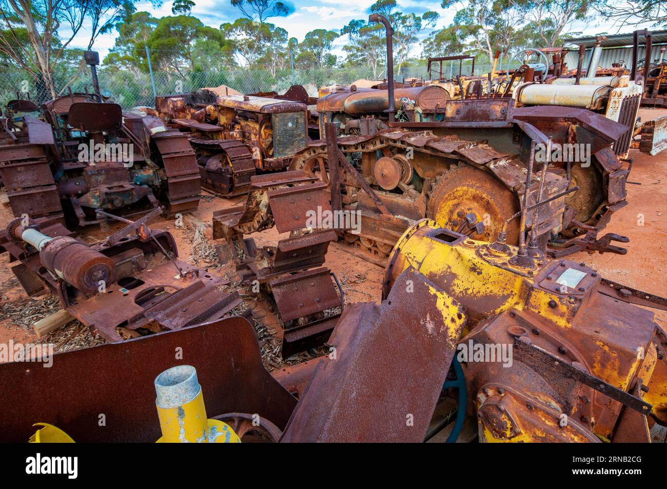 Graveyard of obsolete, broken down rusingand junked earth moving ...