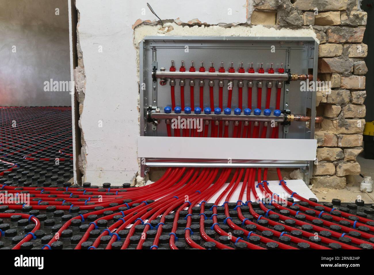 Main control manifold of house heating system, work in progress on ...